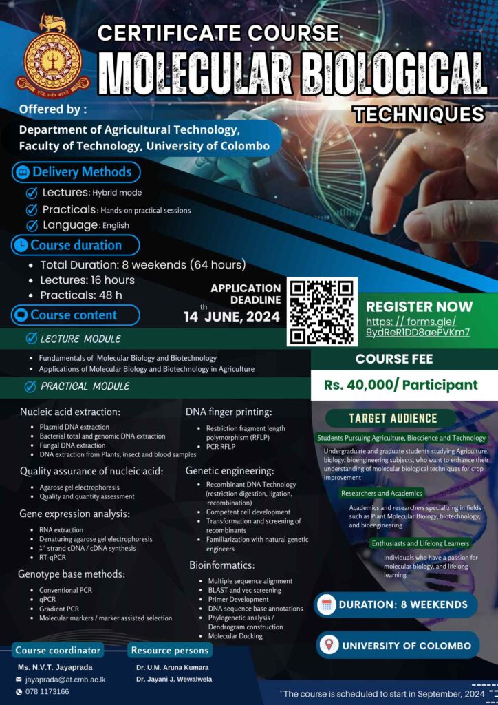 Certificate course – Molecular Biological Techniques | Faculty of ...
